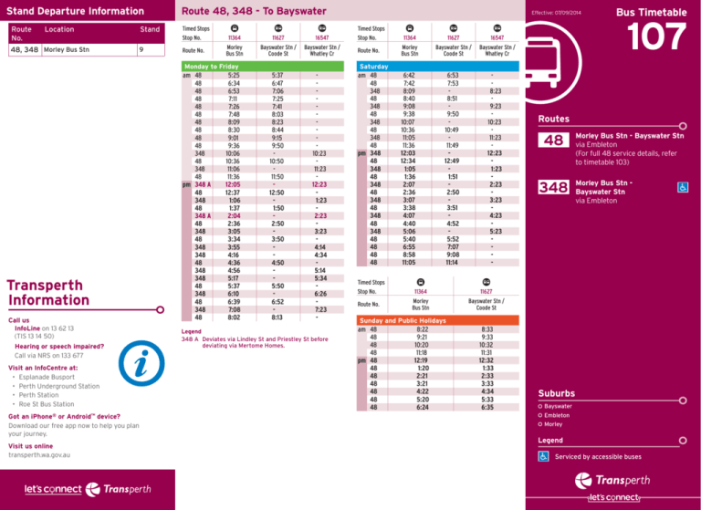 Bus Timetable 107 Bus Timetable 107
