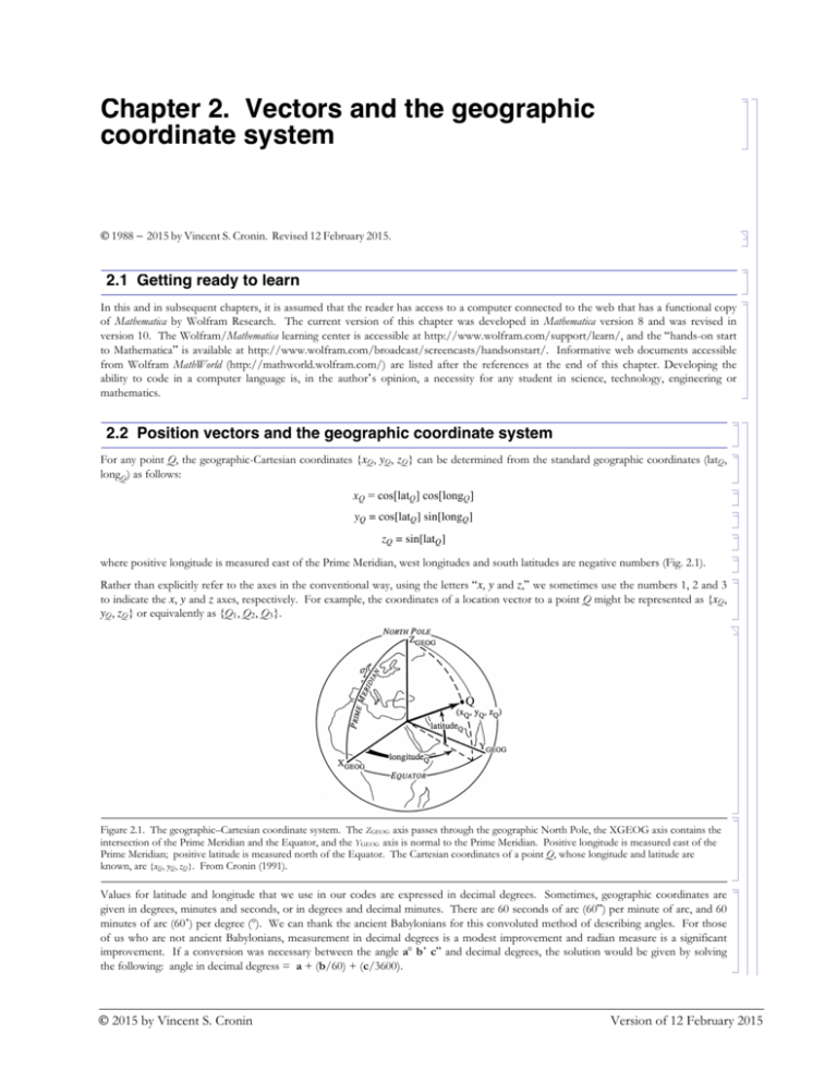 Chapter 2 Vectors And The Geographic Coordinate System