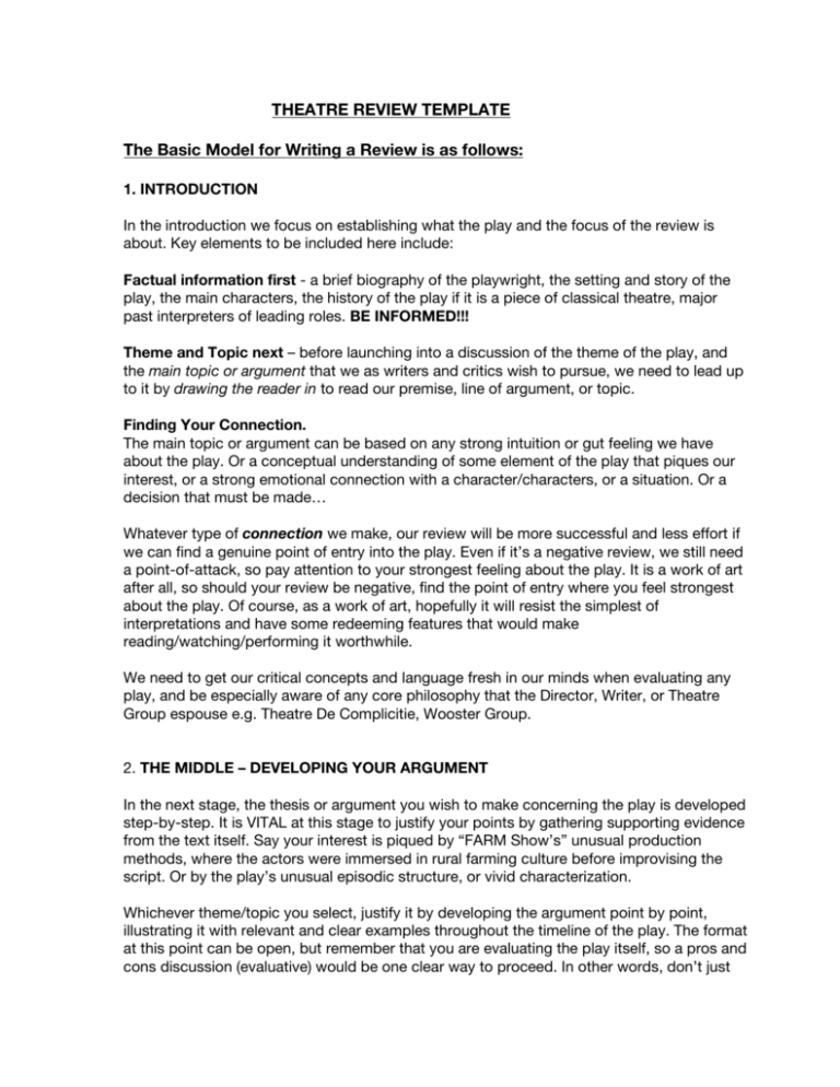 Theatre Review Template Writing Guide