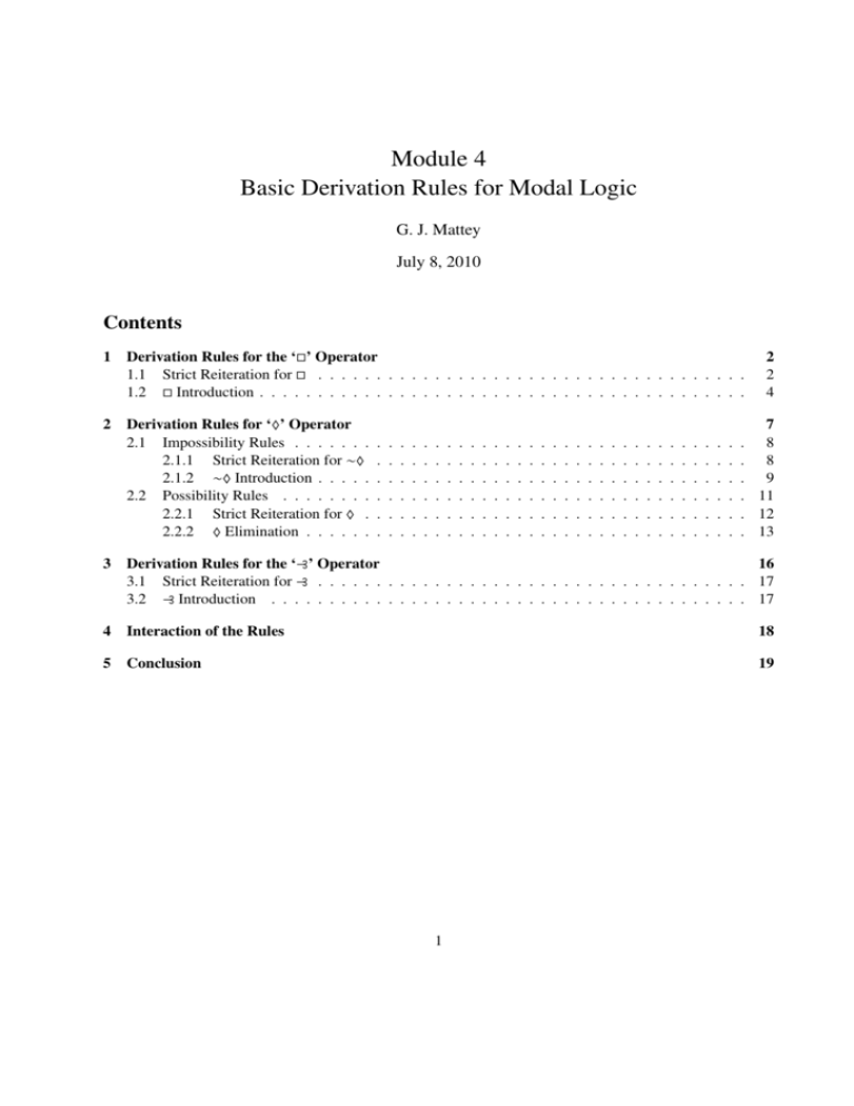 Module 4 Basic Derivation Rules For Modal Logic