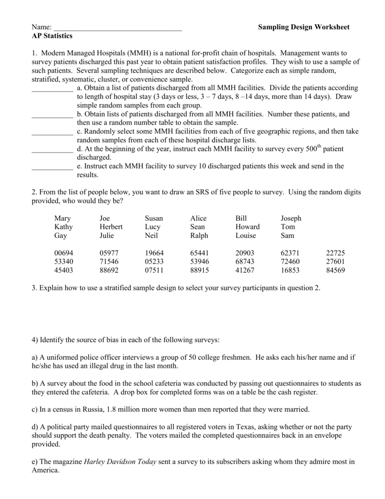 Ap Statistics Simulation Worksheet