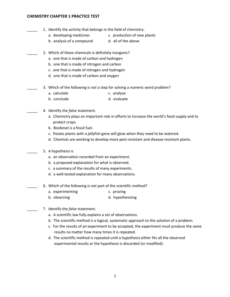 Ap Chemistry Chapter 1 And 2 Test Examquiz Ap Chemistry Chapter 1 And 2 Test Examquiz