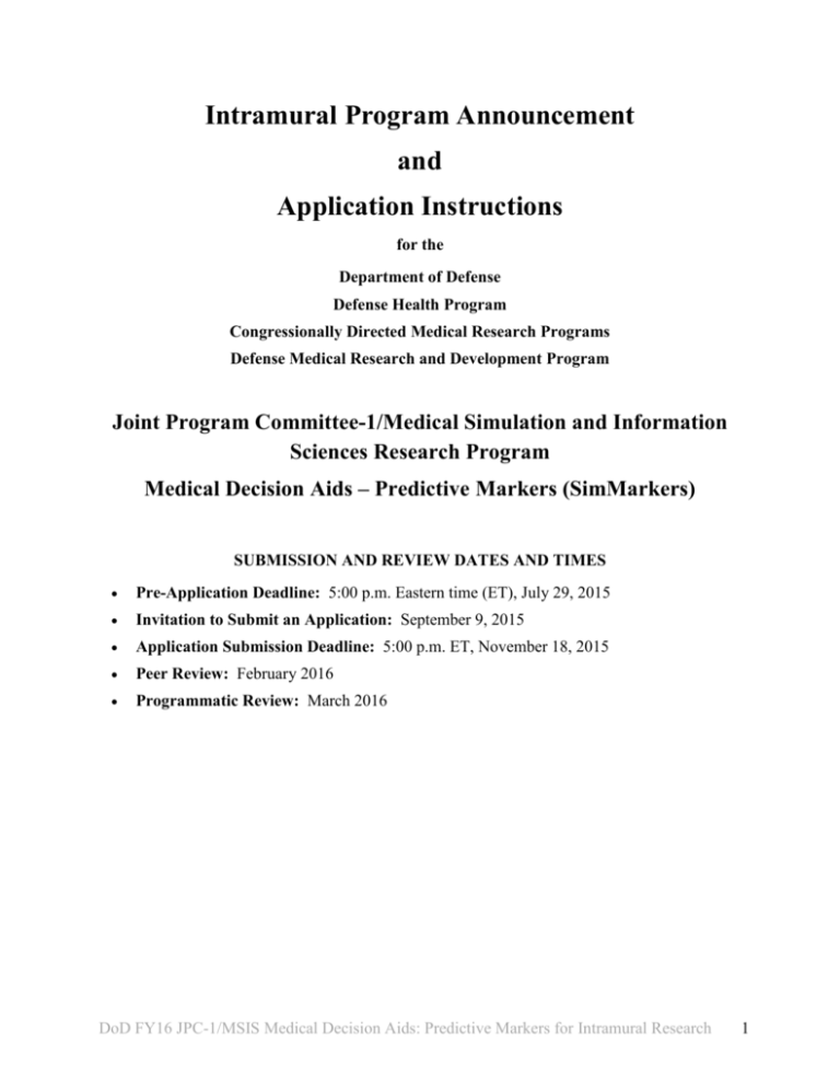 Intramural Program - CDMRP eReceipt system