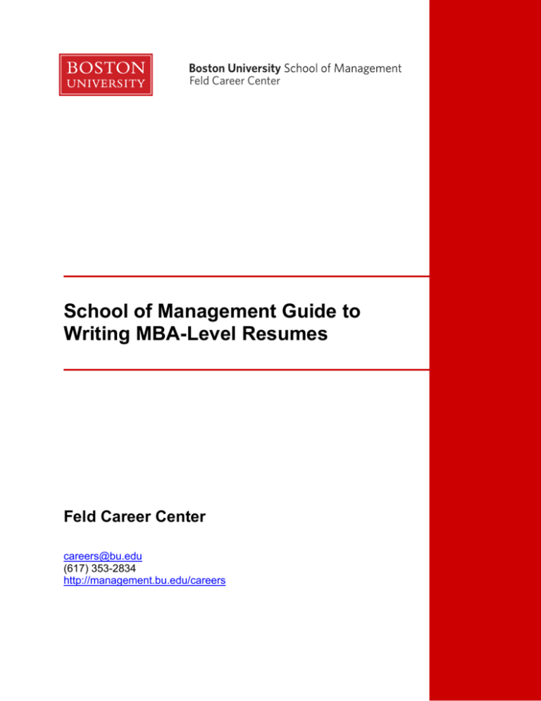 School of Management Guide to Writing MBA