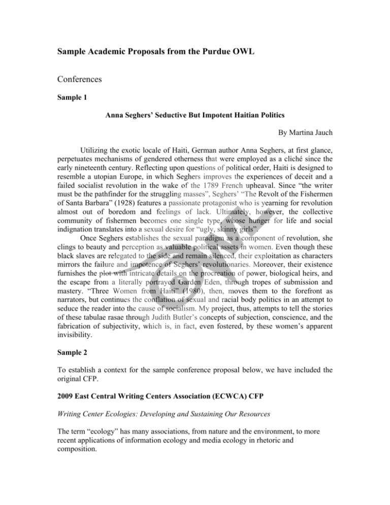 Sample Academic Proposals | Purdue OWL