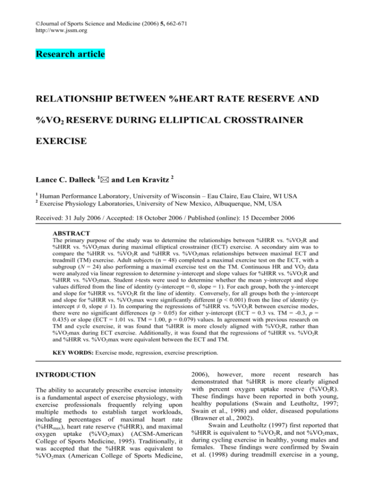 Research Article RELATIONSHIP BETWEEN HEART RATE