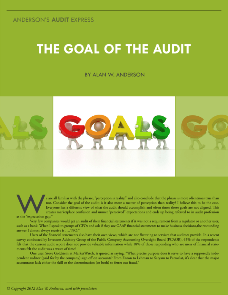 THE GOAL OF THE AUDIT
