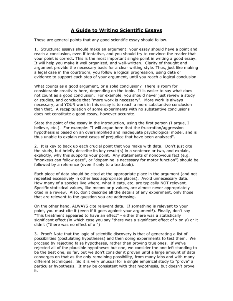 A Guide To Writing Scientific Essays