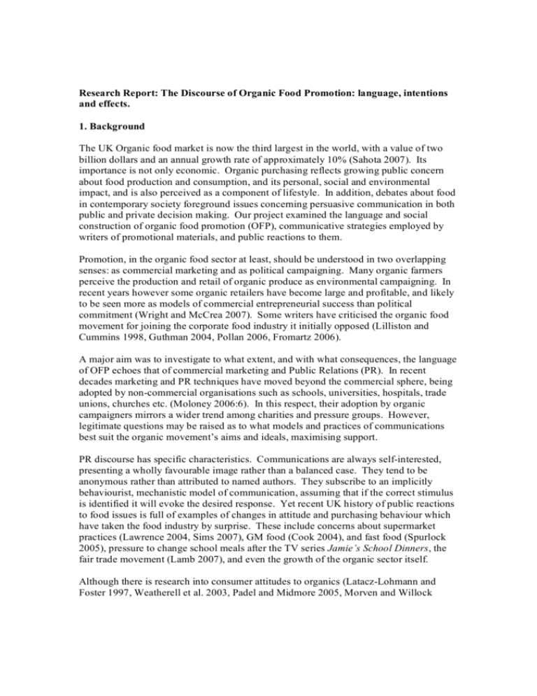 The Discourse of Organic Food Promotion