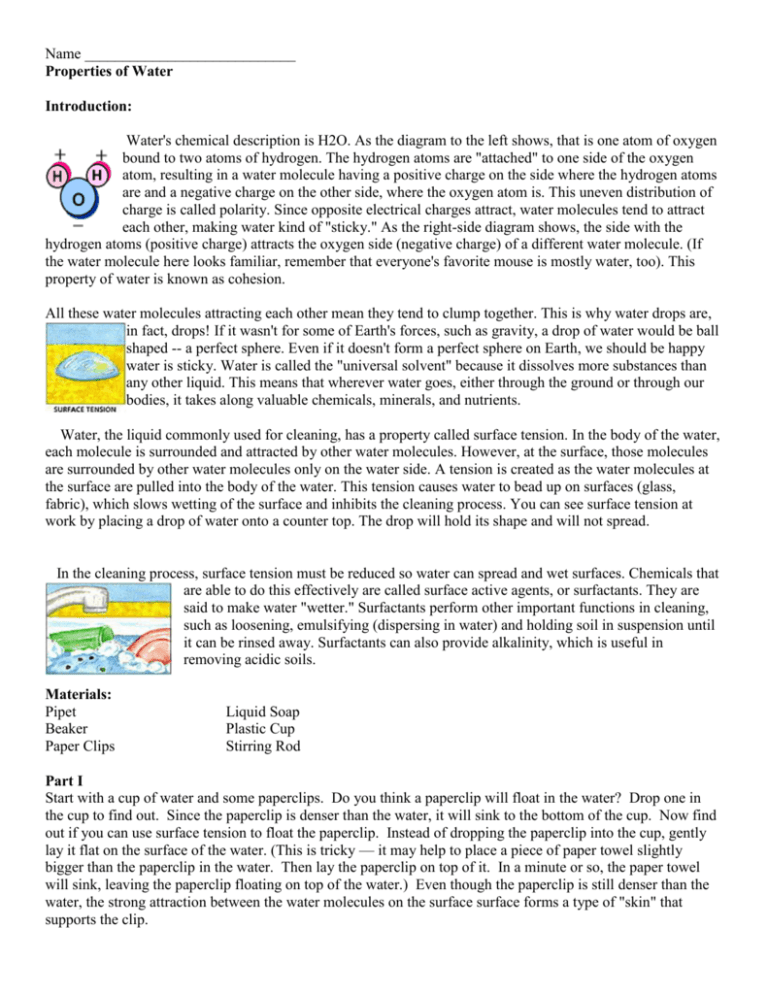 Water Properties Lab