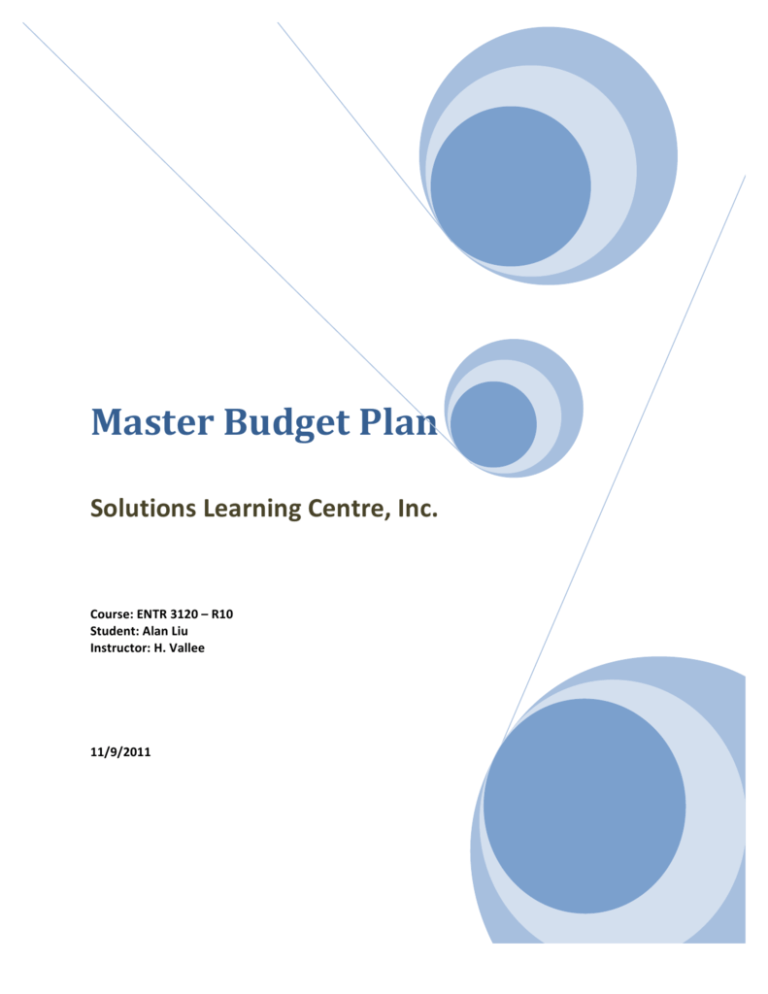 Master Budget Plan - Alan Liu's E