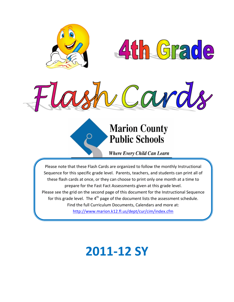 Fourth Grade Flash Cards