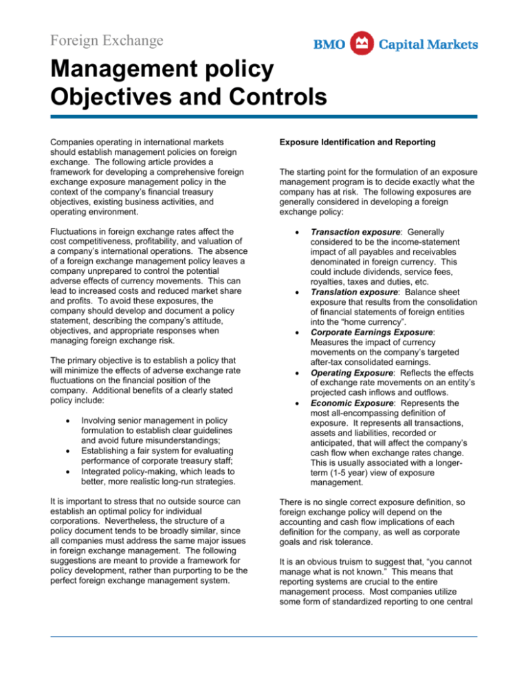 Foreign Exchange Management Policy