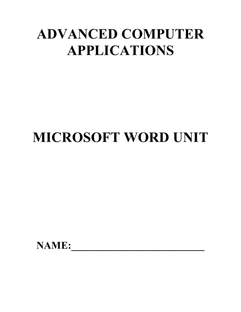 Advanced Computer Applications