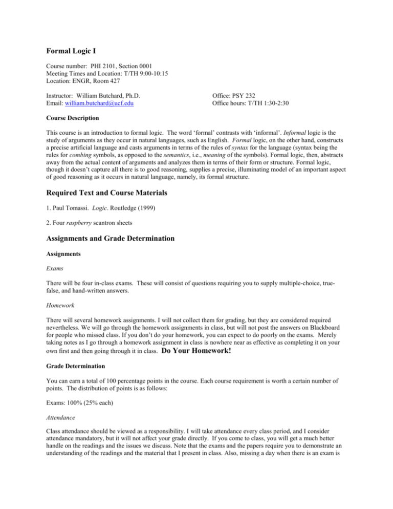 Formal Logic I Required Text And Course Materials Assignments