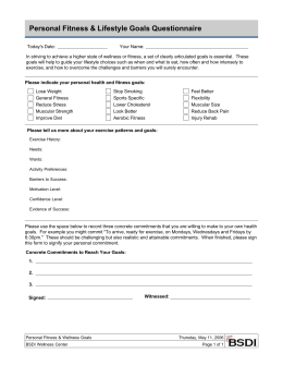 Health, Wellness and Lifestyle Questionnaire