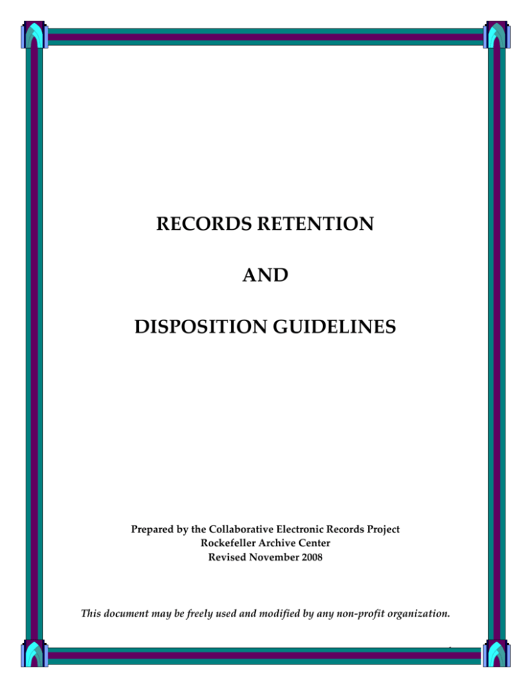 Records Retention And Disposition Guidelines Records Retention And Disposition Guidelines