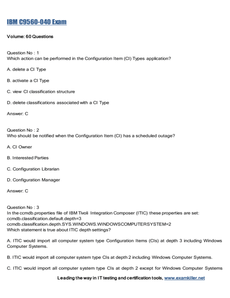 IBM C9560 040 Exam IBM C9560 040 Exam