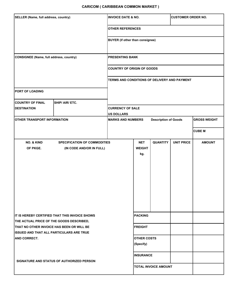 Caricom Invoice