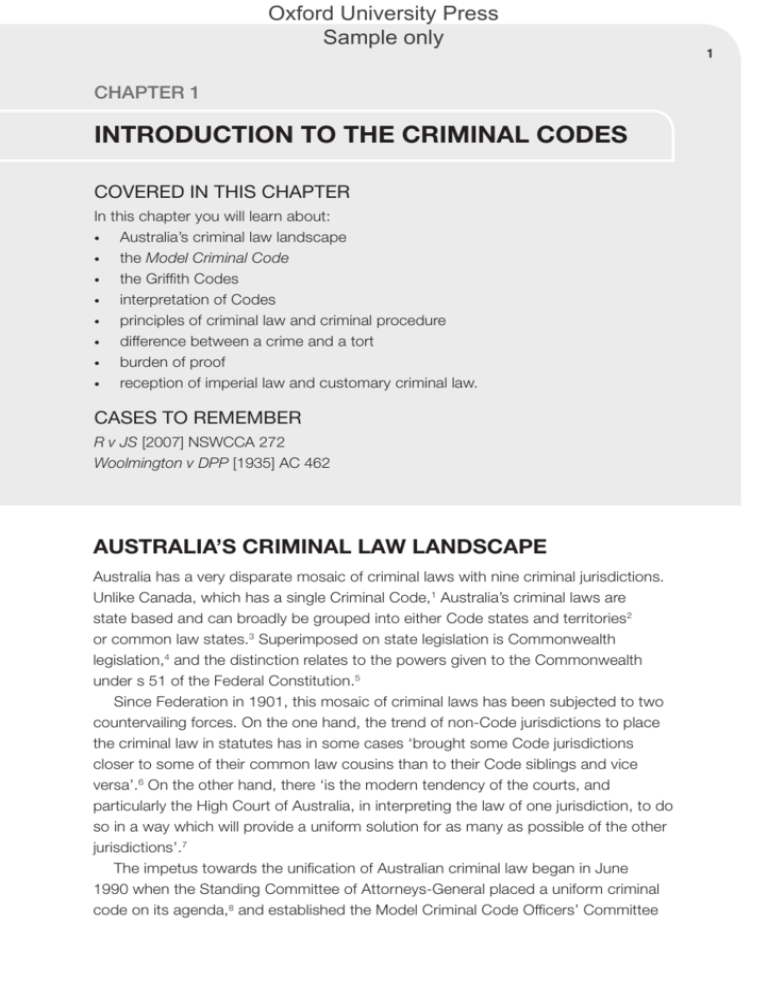 Introduction To The Criminal Codes Introduction To The Criminal Codes