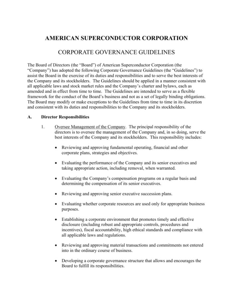Corporate Governance Guidelines Corporate Governance Guidelines