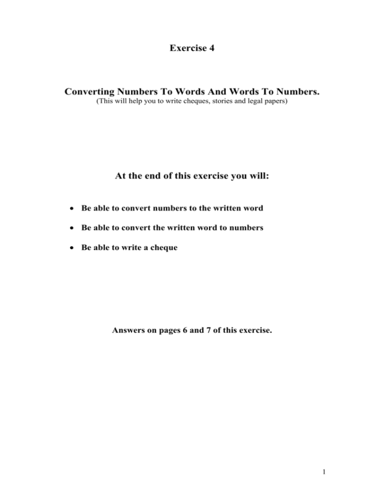 Converting Numbers To Words And Word To Numbers
