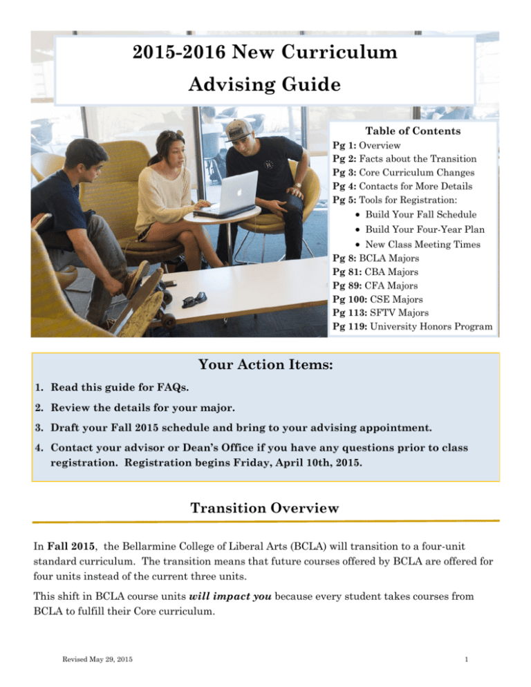 2015-2016 New Curriculum Advising Guide