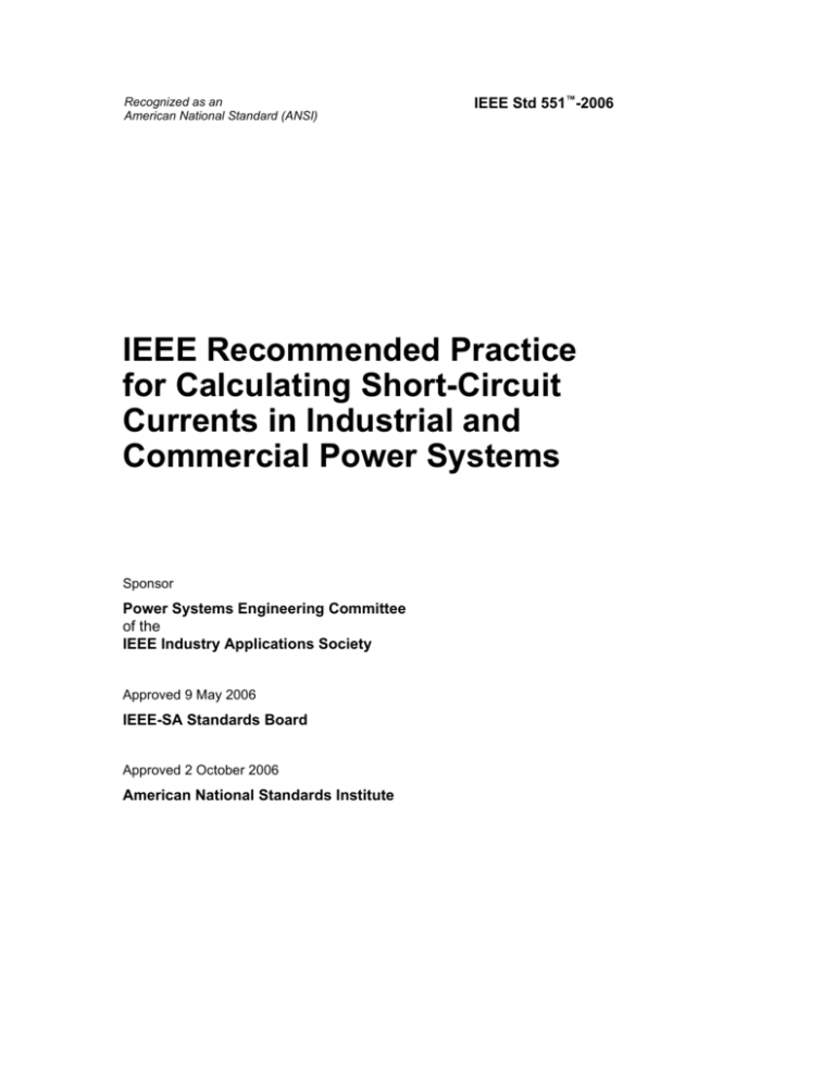 IEEE Short-Circuit Current Calculation Guide