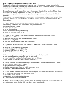 VARK Instructions and Worksheet