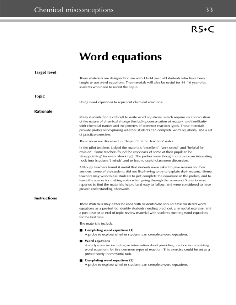 Word Equations