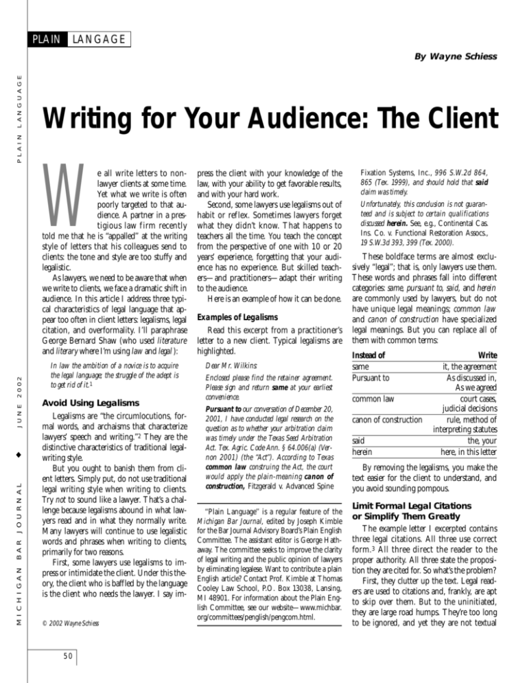 Writing for Your Audience: The Client