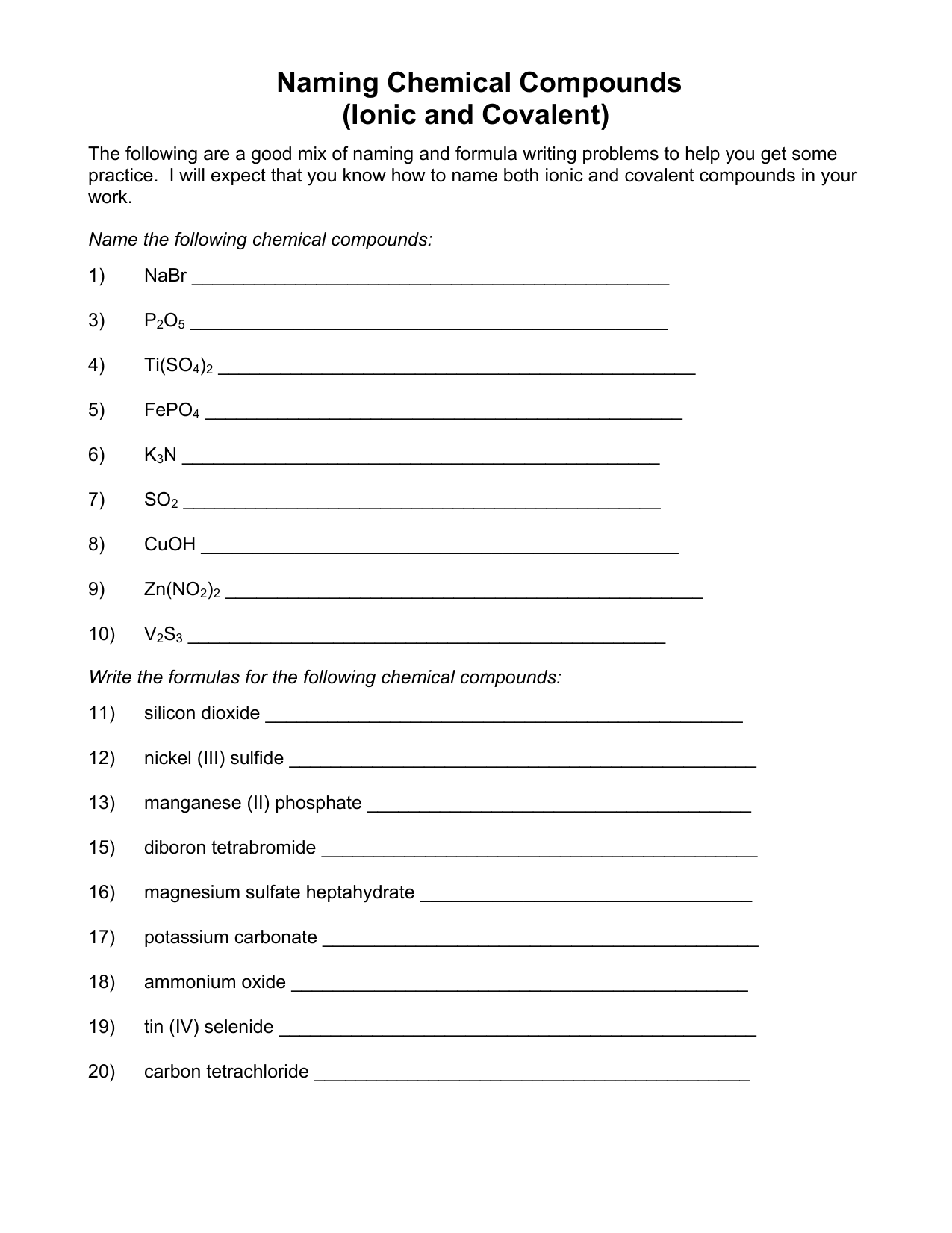 Naming Chemical Compounds Ionic And Covalent Naming Chemical Compounds Ionic And Covalent