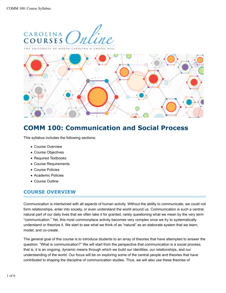 COMM 100 Syllabus: Communication & Social Process