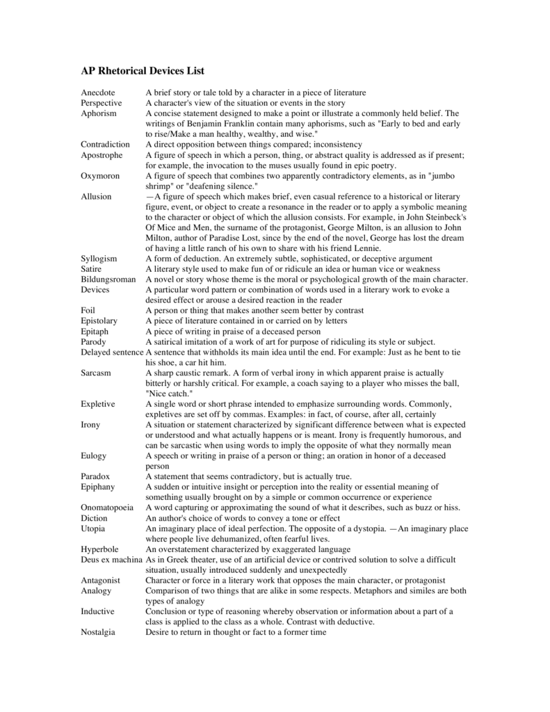 Ap Rhetorical Devices List Essay On AP Rhetorical Devices List 2019 Ap Rhetorical Devices List Essay On AP Rhetorical Devices List 2019
