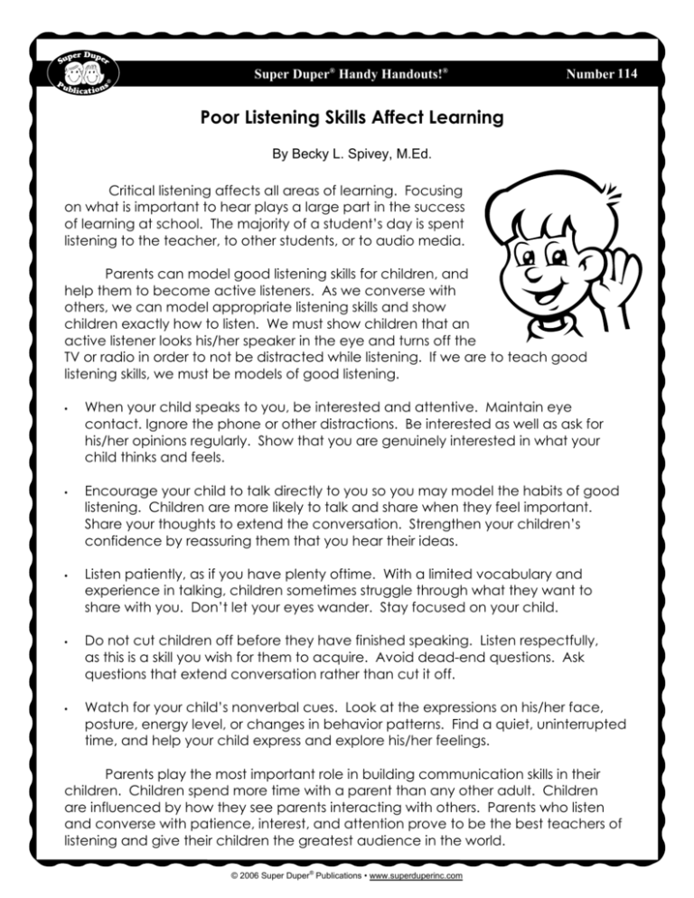 Poor Listening Skills Affect Learning