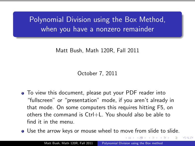 Polynomial Division Using The Box Method When You Have A