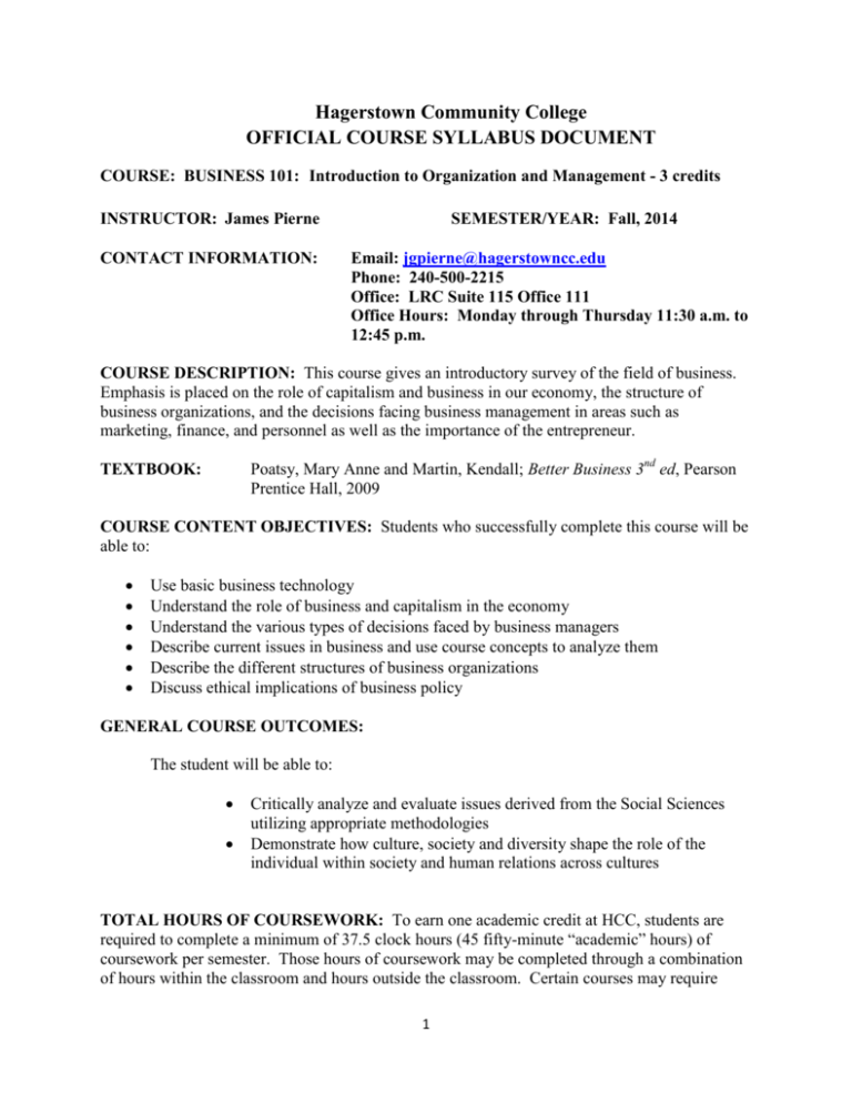 BUS 101 Master Syllabus