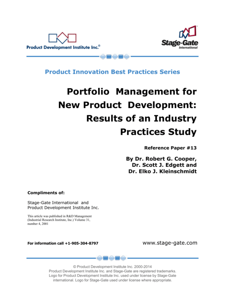 Portfolio Management for New Product Development - stage