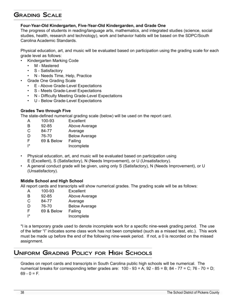 GradinG Scale Four Year Old Kindergarten Five Year Old
