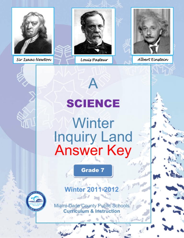 Winter Break Packet Science Grade 7 Answer Key Miami