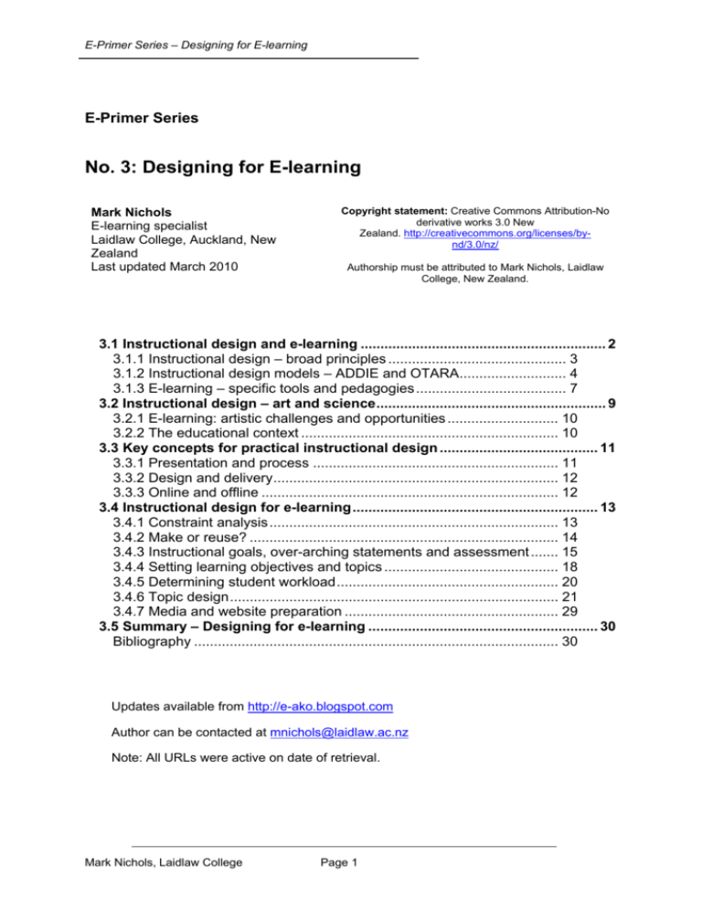 Designing for e-learning