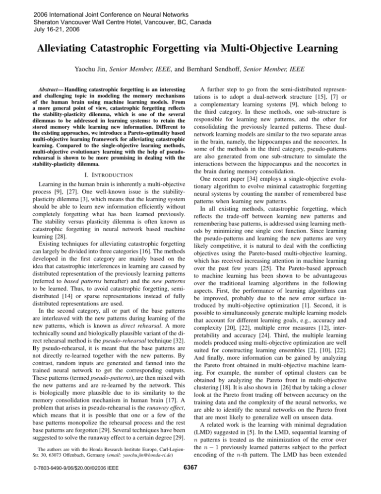 Alleviating Catastrophic Forgetting Via Multi Alleviating Catastrophic Forgetting Via Multi