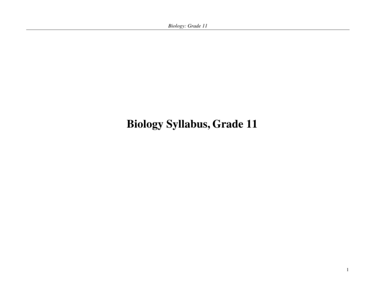 Biology Syllabus Grade 11