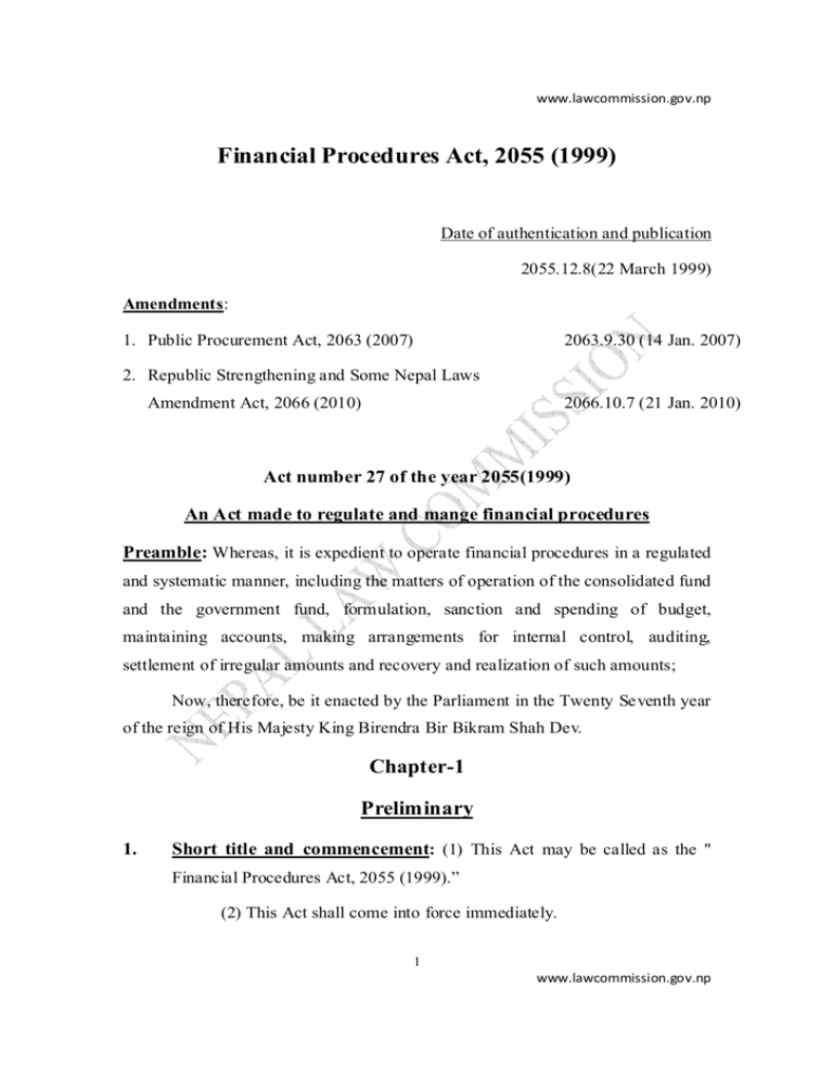 Financial Procedures Act, 2055(1999)