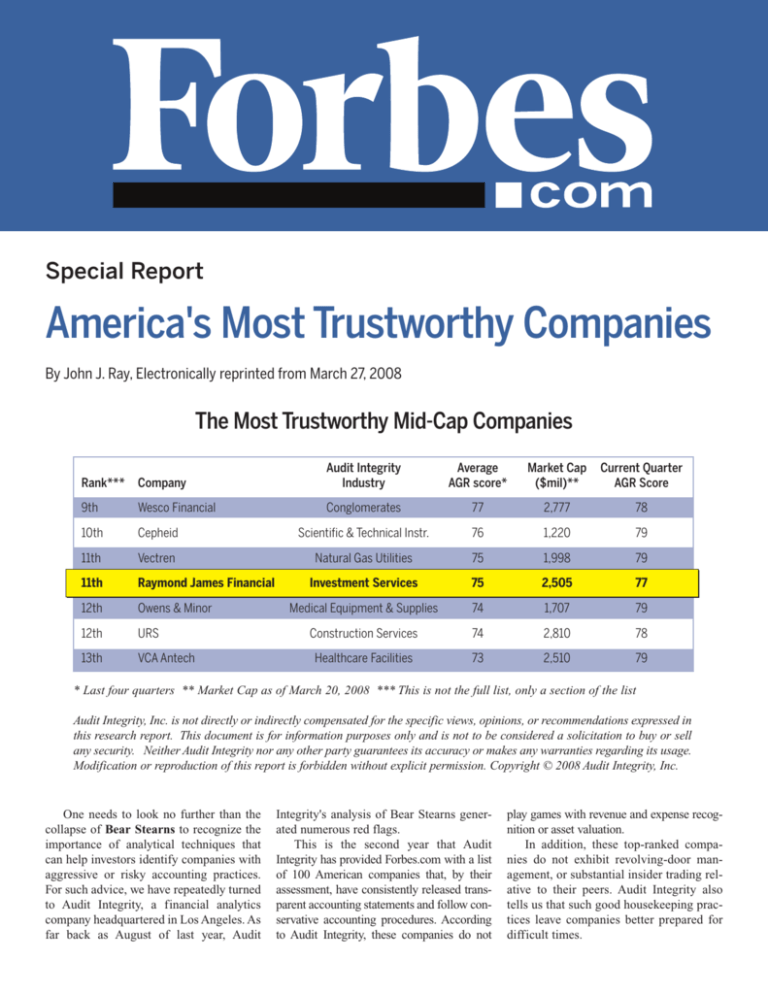 America s Most Trustworthy Companies