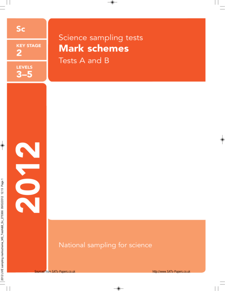 Mark Schemes SATs Papers