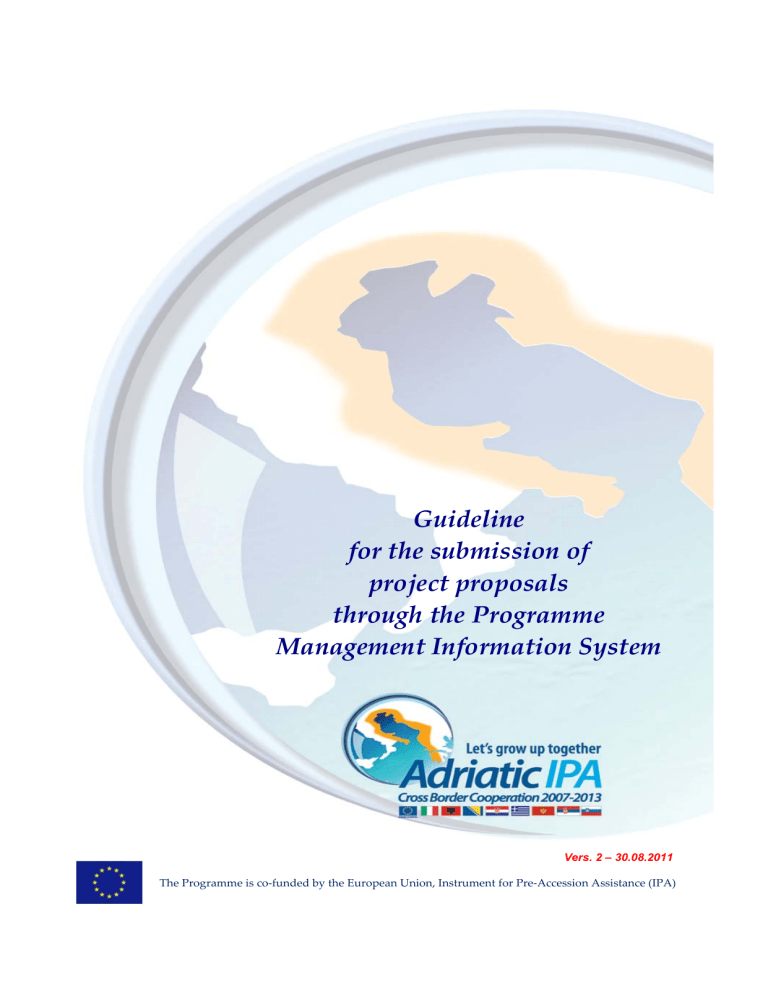 Guideline for the submission of project proposals through the