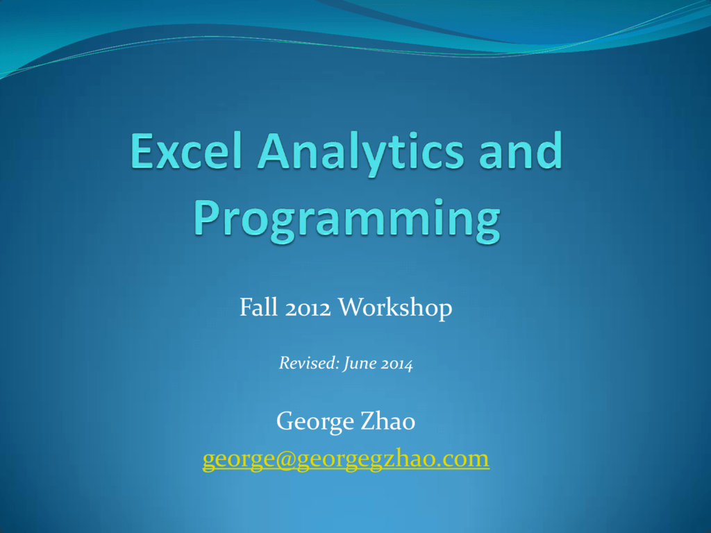 Intro To Excel VBA Macro Programming