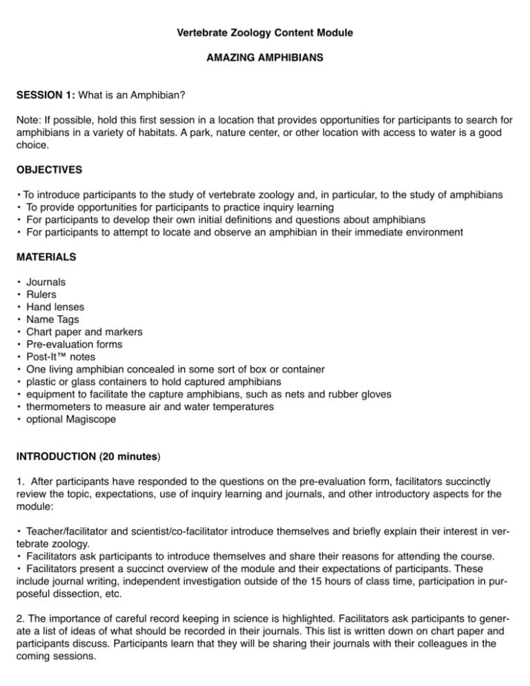 the Vertebrate Zoology Module