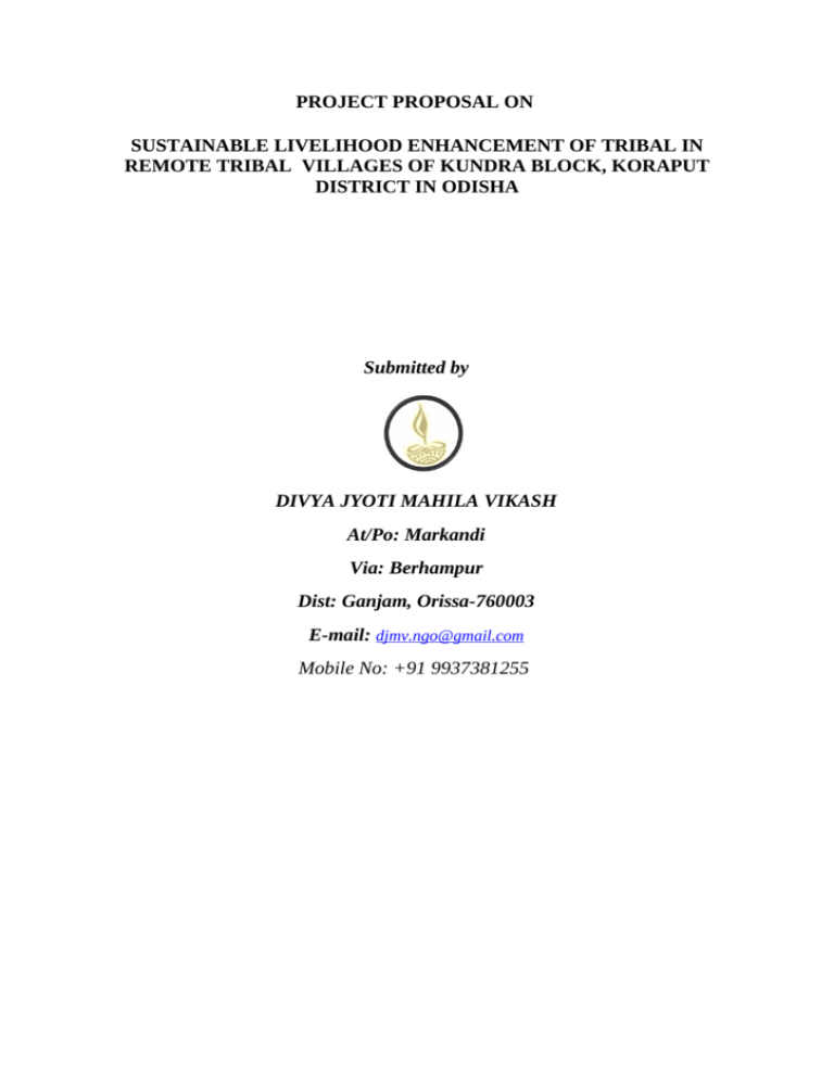 Project Proposal On Sustainable Livelihood Enhancement Of Tribal In